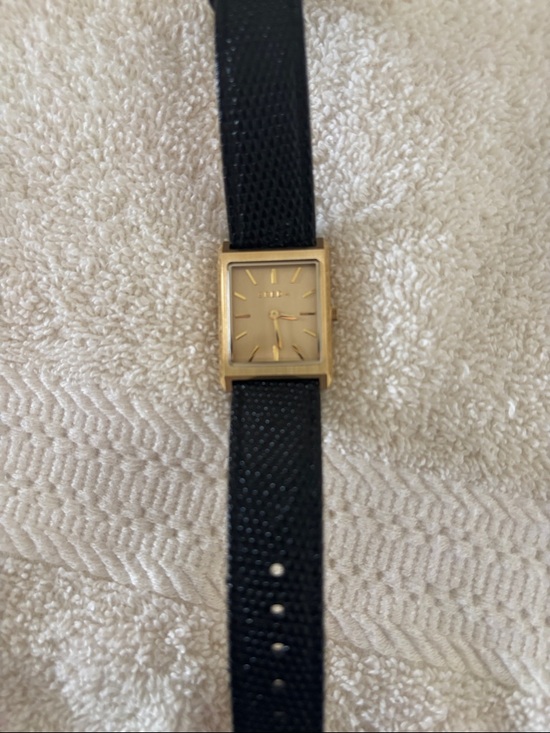 Breda | Accessories | Classic Goldtone Square Watch With Black Strap ...